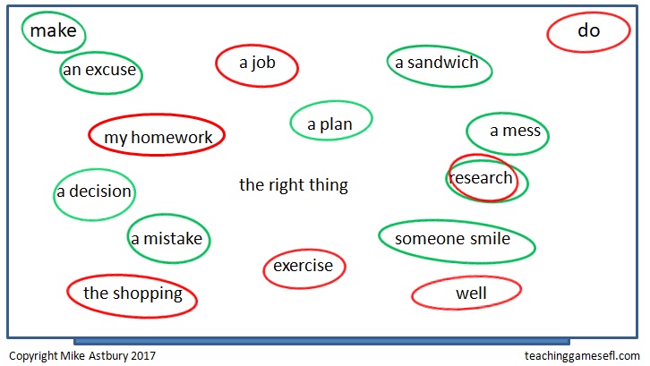 Make and Do – Collocation Revision – TeachingGamesEFL.com – by Mike Astbury